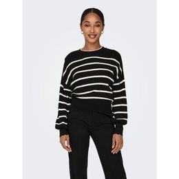 Only Damen Only Rundhalspullover &raquo;ONLIBI LS O-NECK NOOS KNT&laquo; schwarz-wei&szlig; S