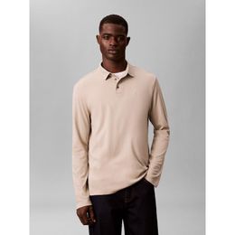 Calvin Klein Herren Langarm-Poloshirt &raquo;LS SUPIMA COTTON SOLID POLO&laquo; regular fit mit Rundhalsausschnitt beige XL