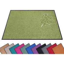 Hanse Home Fu&szlig;matte &raquo;Wash & Clean&laquo; rechteckig 7 mm H&ouml;he Schmutzfangmatte, T&uuml;rmatte, In- und Outdoor, Teppich, L&auml;ufer, waschbar gr&uuml;n Kunstfaser B : 
