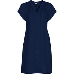 LANDS' END Leinenkleid mit Smok-Ausschnitt f&uuml;r Damen, Damen, size: regular, Blau, Leinen, by Lands' End