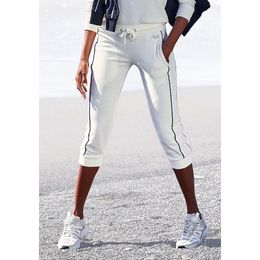H.I.S. H.I.S Damen Caprihose mit seitlichem Piping. Ideal f&uuml;r Sport- und Freizeit. beige 32/34, N-Gr