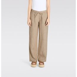 MAC Damen MAC Leinenhose &raquo;CHIARA BELT&laquo; Sommerhose Wide Fit, mit geradem, weitem Bein beige 34, L&auml;nge 32