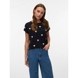 V&eacute;ro Moda Vero Moda Damen Kurzarmshirt &raquo;VMAVA SS TOP MULTI AOP NOOS&laquo; Materialmix, regular fit schwarz S