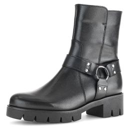 Gabor Damen Bikerboots , Blockabsatz, Stiefelette, Boots mit Nieten besetzt schwarz 41
