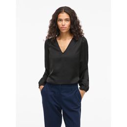 Vila Damen Langarmshirt &raquo;VIELLETTE L/S SMOCK SATIN TOP - NOOS&laquo; Kunstfaser, regular fit 34