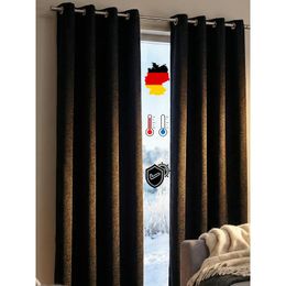 WIRTH Vorhang &raquo;Trondheim B&laquo; &Ouml;sen 1 Stk. tlg. schwarz Chenille, Polyacryl 145cm, &Ouml;sen, 131cm