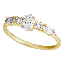 Firetti Damen Fingerring &raquo;Schmuck Geschenk Gold 375 Damenring Goldring Fantasie&laquo; mit Zirkonia (synth.) 17, Gelbgold 375, 1,5mm