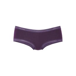 Lascana Damen Lascana Panty 3er-Pack, aus elastischer Baumwolle mit weicher Spitze lila 44/46