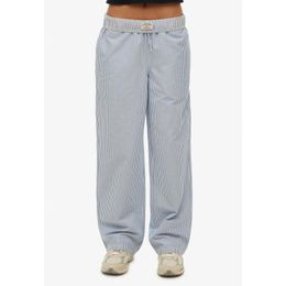 Superdry Damen Cargohose &raquo;COTTON STRIPE ELASTIC TROUSER&laquo; aus Baumwolle und Jersey, Relaxed Fit, gestreifte Optik blau XS, N-Gr