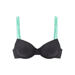 s.Oliver Damen s.Oliver B&uuml;gel-Bikini-Top &raquo;Yella&laquo; mit kontrastfarbenen Details schwarz 42, Cup D