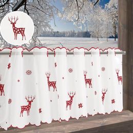 OTTO home Scheibengardine &raquo;Elch&laquo; Durchzugl&ouml;cher 1 Stk. tlg. Mit Rentieren, Sternen und Schneeflocken bestickt rot Voile, Polyester 30cm, 