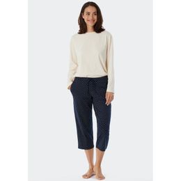Schiesser Damen 3/4-Hose &raquo;Mix + Relax&laquo; seitliche Taschen, Bindeband blau 36, N-Gr