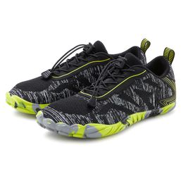 John Devin Damen Sneaker &raquo;Freizeitschuh, Halbschuh, Turnschuh, Barfu&szlig;schuh&laquo; mit elastischen B&auml;ndern f&uuml;r schnelles Reinschl&uuml;pfen, Unisex VEGAN schwarz 
