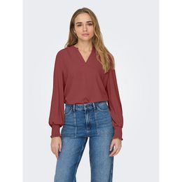 Only Damen Only Blusenshirt &raquo;ONLMETTE V-NECK LS SMOCK TOP NOOS WVN&laquo; Kunstfaser, regular fit rot L