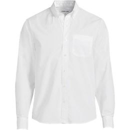 LANDS' END Gemustertes Popeline-Hemd mit langen &Auml;rmeln f&uuml;r Herren, Herren, size: regular, Wei&szlig;, Baumwolle, by Lands' End