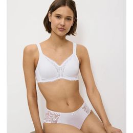 Triumph Damen B&uuml;gelloser BH &raquo;Modern Lace+Cotton&laquo; Spitzeneins&auml;tze, starker Halt ohne B&uuml;gel, atmungsaktiv, leicht wei&szlig; 85, Cup C