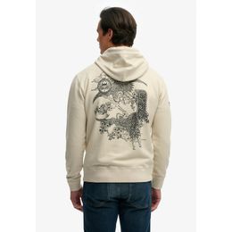 Superdry Herren Kapuzensweatshirt &raquo;TOKYO NARRATIVE LOOSE HOOD&laquo;, mit coolem Tattoo-Print beige XXL