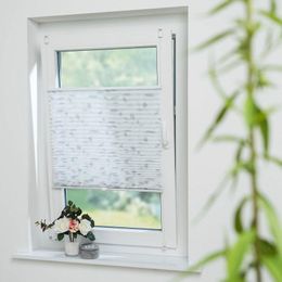 Garesa Plissee &raquo;Bl&auml;tter&laquo; Lichtschutz ohne Bohren verspannt einfache Montage, bedruckt, blickdicht grau Obermaterial: 100% Polyester 130cm, zweiseitig 