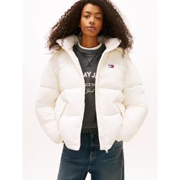 Tommy Jeans Damen Steppjacke &raquo;TJW OVS HOODED FLAG PUFFER EXT&laquo; mit Kapuze wei&szlig; XS (34)