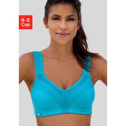 H.I.S. Sport-BH ohne B&uuml;gel aus schnell trocknendem COOLMAX -Material blau 100, Cup D Sport-BH