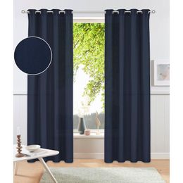 OTTO home Vorhang &raquo;Raja&laquo; &Ouml;sen 2 Stk. tlg. einfarbig, Einfache Montage, Pflegeleicht, &Ouml;sen, 2 er Pack, uni blau Polyester, Recyceltes Material 145cm, 