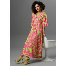 Aniston Selected Damen Aniston SELECTED Maxikleid mit weiten, 3/4-langen &Auml;rmeln pink 36, N-Gr