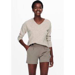 Only Damen Only Strickpullover &raquo;ONLCAMILLA V-NECK L/S PULLOVER KNT NOOS&laquo; Materialmix, regular fit beige S