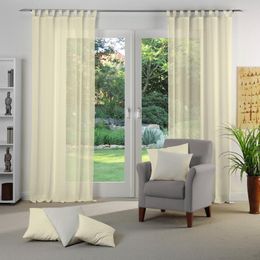 WIRTH Vorhang &raquo;Sunday&laquo; Schlaufen 1 Stk. tlg. nach Ma&szlig; beige Jacquard, Baumwolle, Polyester 175cm, Schlaufen, 141cm