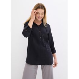 bonprix Damen bonprix Schlupfbluse 1 Loose fit, f&uuml;r Fr&uuml;hling und Sommer, aus Baumwolle, Musselin-Tunika schwarz 50
