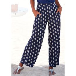 Vivance Damen Palazzohose &raquo;in l&auml;ssigem Schnitt und weiten Beinen&laquo; mit Alloverdruck und Taschen, Schlupfhose, luftige Sommerhose blau 40, N-Gr