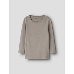 name it M&auml;dchen Langarmshirt &raquo;NMFKAB LS TOP NOOS&laquo; in Feinripp und mit s&uuml;&szlig;er Spitzenkante am Ausschnitt beige 86