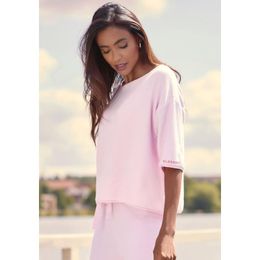 ELBSAND Damen 3/4-Arm-Shirt mit U-Boot Ausschnitt, Loungewear rosa 32/34