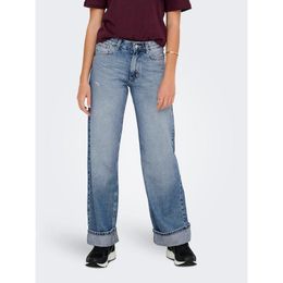 Only Damen Only Weite Jeans &raquo;ONLELLA MW WIDE FOLD UP DNM TAI519 NOOS&laquo; Baumwolle, wide fit XL (42), L&auml;nge 32
