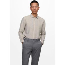Only & Sons Only & Sons Herren ONLY & SONS Langarmhemd &raquo;ONSCAIDEN LS SOLID LINEN SHIRT NOOS&laquo; Baumwollmischung mit Leinen, slim fit grau XXL, N-Gr