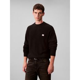 Calvin Klein Jeans Herren Rundhalspullover &raquo;LS EZ COTTON WAFFLE CRWNK SWTR 9&laquo; Rundhalsausschnitt, regular fit schwarz XL