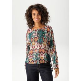 Aniston Casual Damen Aniston CASUAL Schlupfbluse mit farbenfrohen Ethno-Druck - jedes Teil ein Unikat rot 44/46