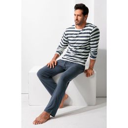 H.I.S. H.I.S Herren Pyjama 1 St&uuml;ck, 2 tlg. Schlafanzug mit garngef&auml;rbten Streifen blau 56/58 (XL)