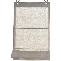 Kutti Raffrollo &raquo;Metis&laquo; mit Hakenaufh&auml;ngung ohne Bohren einfarbig, blickdicht, 100% Leinen, mit Edelstahlhaken, pflegeleicht beige Obermaterial: 100% Leinen