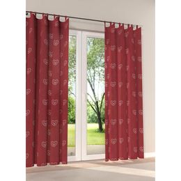 Stickereien Plauen Vorhang &raquo;Hirsch&laquo; Schlaufen 1 Stk. tlg. rot Polyester, Viskose 125cm, Schlaufen, 130cm