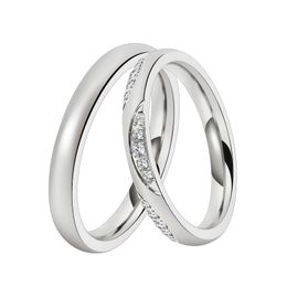 DOOSTI Unisex DOOSTI Trauring &raquo;Schmuck Geschenk Edelstahl Trauring Ehering Partnerring LIEBE&laquo; wahlweise mit oder ohne Zirkonia silber 54,mit Zirkonia,