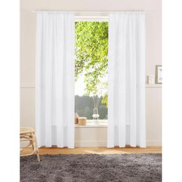 LeGer Home by Lena Gercke Vorhang &raquo;Lanea&laquo; Stangendurchzug 1 Stk. tlg. Leinenoptik, 1 Schal, verschiedene Gr&ouml;&szlig;en wei&szlig; Baumwolle, Polyester 145cm, 