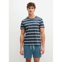 Marc O'Polo Marc O'polo Herren Marc O'Polo Shorty &raquo;Mix N Match Cotton&laquo; 2 tlg. mit Rundhalsausschnitt, kurzem Arm und gestreiftem Oberteil blau M (50)