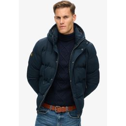 Superdry Herren Steppjacke &raquo;Everest Hooded Puffer Jacket&laquo; mit Kapuze Loose Fit, aus Baumwolle und Polyester, mit Rei&szlig;verschluss blau M
