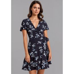 Laura Scott Damen Sommerkleid femininer Stil, f&uuml;r warme Tage, aus Single Jersey, Kurzarm blau 42, N-Gr