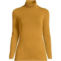 LANDS' END Rollkragenshirt aus Baumwoll/Modalmix, Damen, size: regular, Gelb, Baumwolle/Elasthan/Baumwolle Modal, by Lands' End