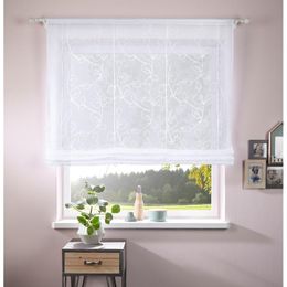 OTTO home Raffrollo &raquo;Adele&laquo; mit Stangendurchzug ohne Bohren mit Stickerei wei&szlig; Voile, Obermaterial: 100% Polyester 130cm, Stangendurchzug, 45cm