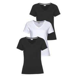 Eastwind Damen T-Shirt 3er-Pack, Kurzarm, figurumspielend, aus Baumwolle, im 3er-Pack schwarz-wei&szlig; 36/38