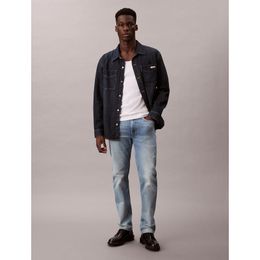 Calvin Klein Herren Slim-fit-Jeans used washed, Slim Straight Fit, Logopatch am Bund 40, L&auml;nge 30