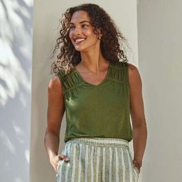 LANDS' END &Auml;rmelloses Soft Flow Top aus Leinenmix f&uuml;r Damen, Damen, size: regular, Gr&uuml;n, Leinen/Baumwolle Modal, by Lands' End