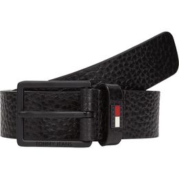 Tommy Jeans Herren Lederg&uuml;rtel &raquo;TJM ELEVATED FLAG LEATHER 3.5 cm breit&laquo; Gr&ouml;&szlig;enverstellbar schwarz 115